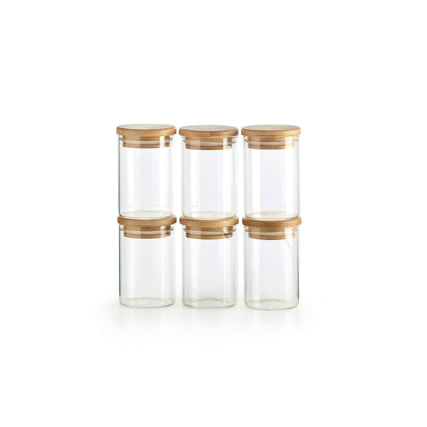 Set of 6 small glass spice jars with bamboo lid – Vipshopboutic